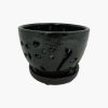 Ceramic Paphiopedilum Pot - 5" Round Obsidian